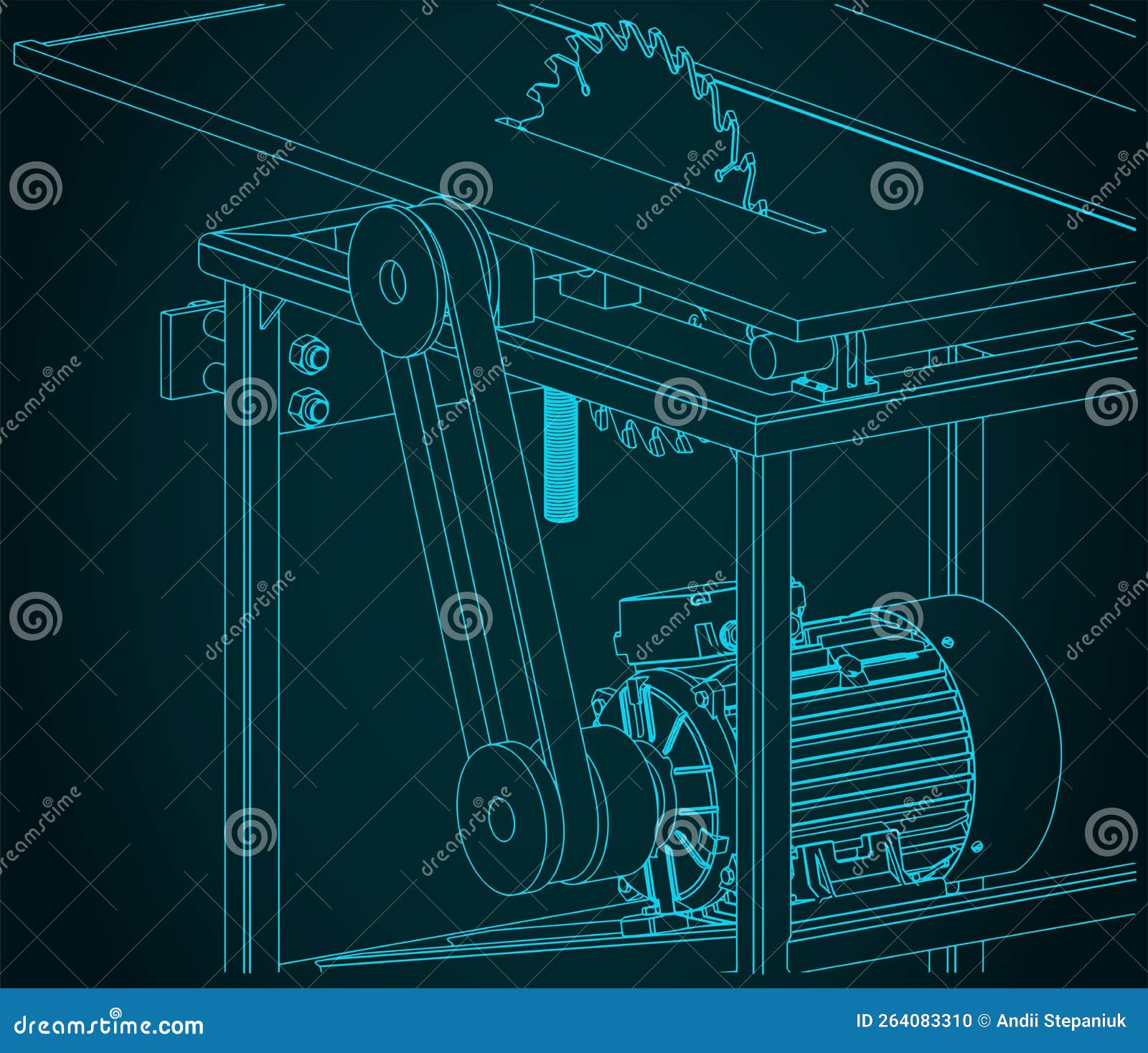 Table saw closeup stock vector. Illustration of professional - 264083310