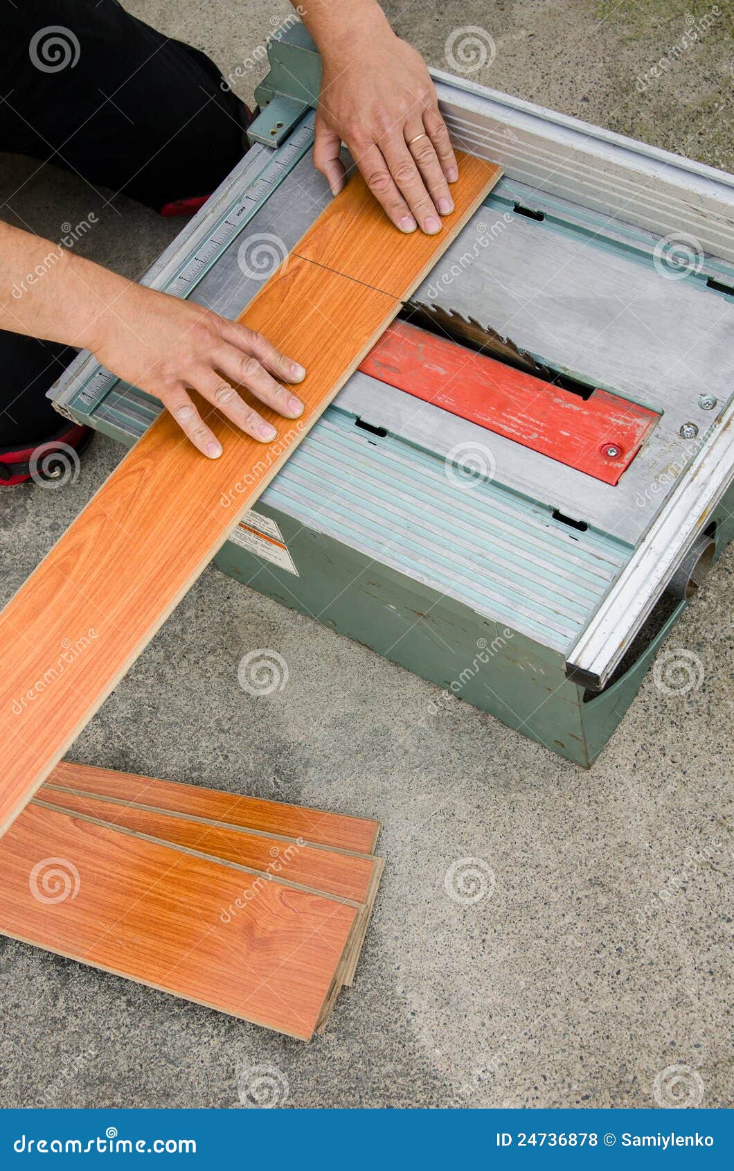 Table saw cutting a board stock photo. Image of manual - 24736878
