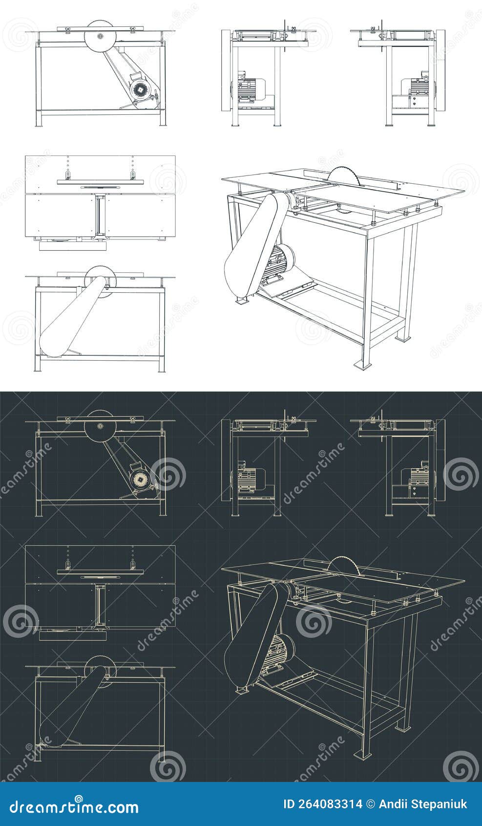 Table saw drawings stock vector. Illustration of isometric - 264083314