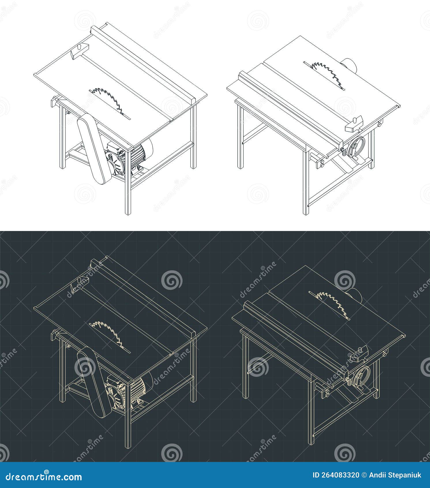 Table Saw Isometric Drawings Stock Vector - Illustration of craft ...