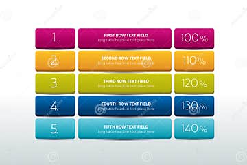 Table, Schedule Design Template with 5 Row. Stock Vector - Illustration ...