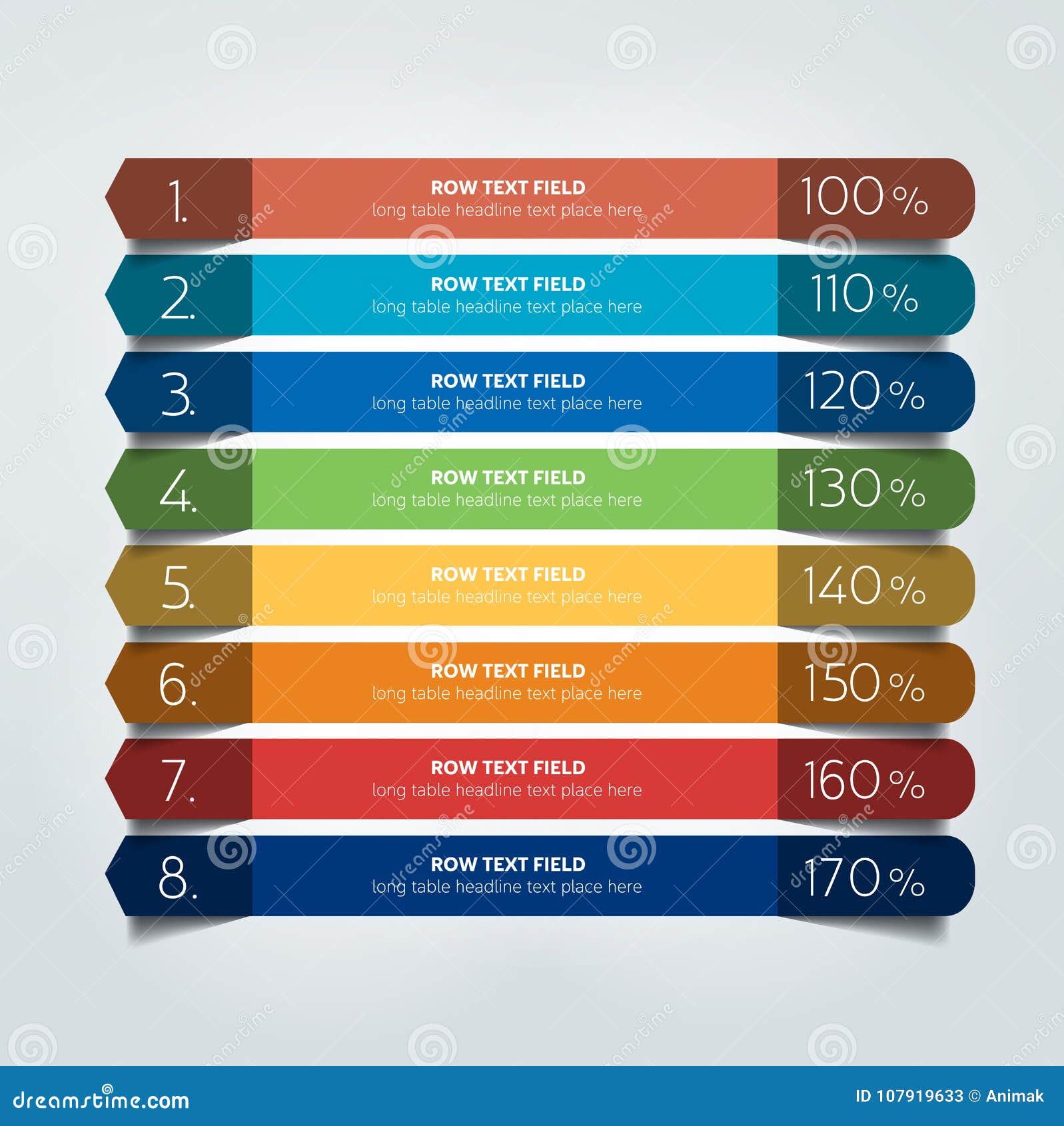 Table, Schedule Design Template with 8 Row. Stock Vector - Illustration ...