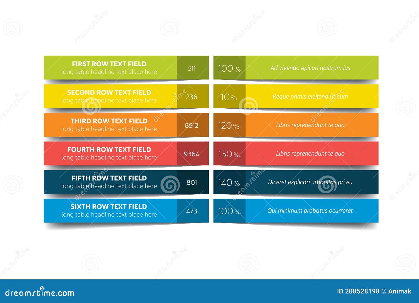 Table, Schedule Design Template with 5 Row. Vector Banner Stock Vector ...
