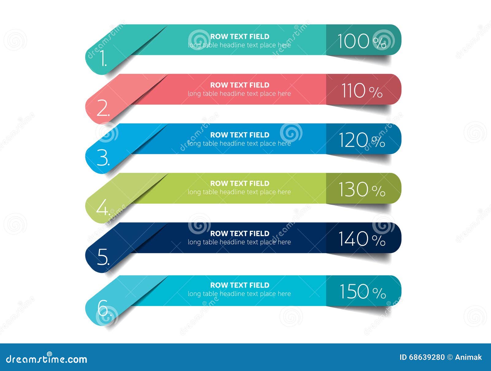 Table, Schedule Design Template with 6 Row. Stock Vector - Illustration ...