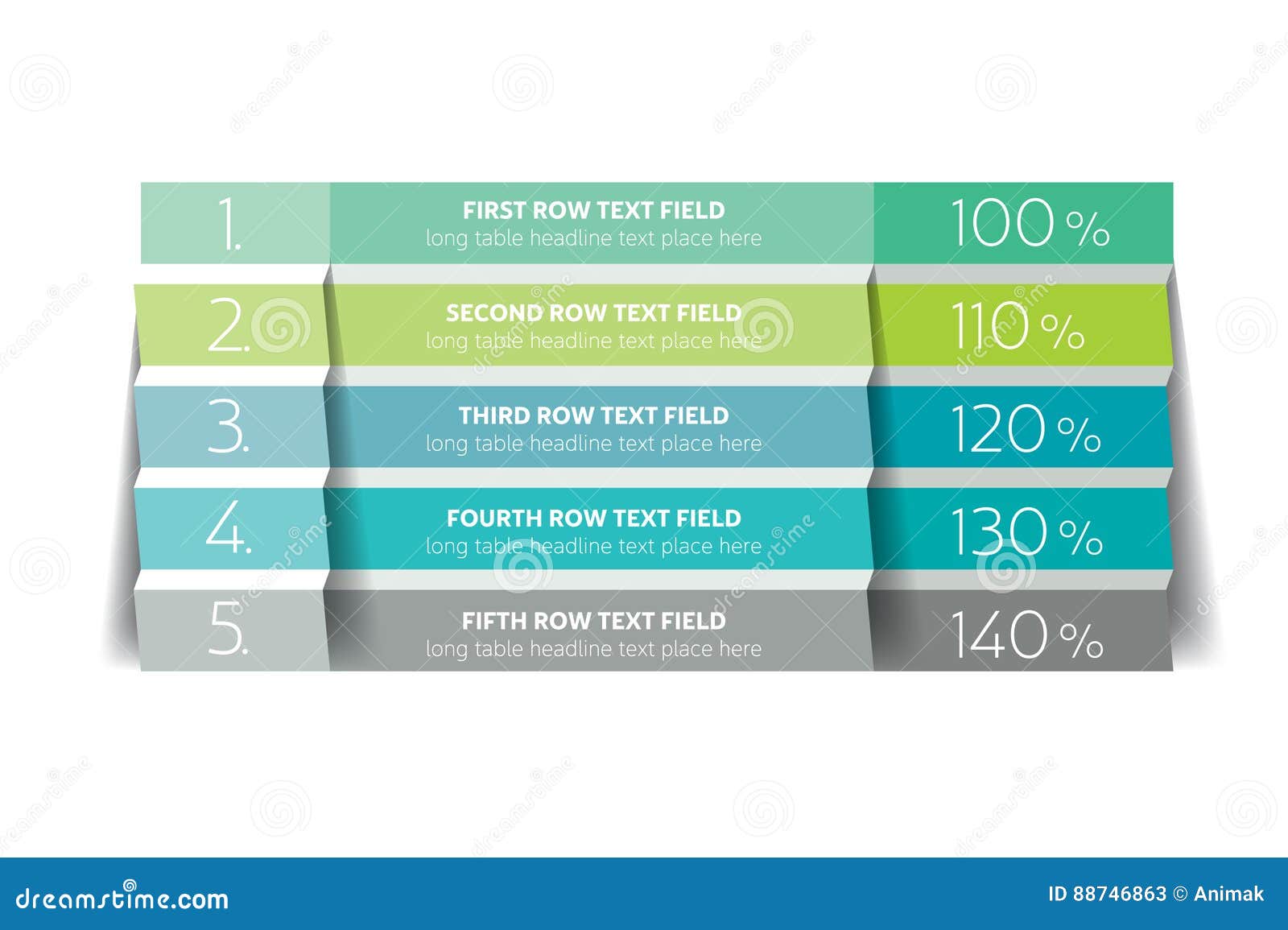 Table, Schedule Design Template with 5 Row. Stock Vector - Illustration ...
