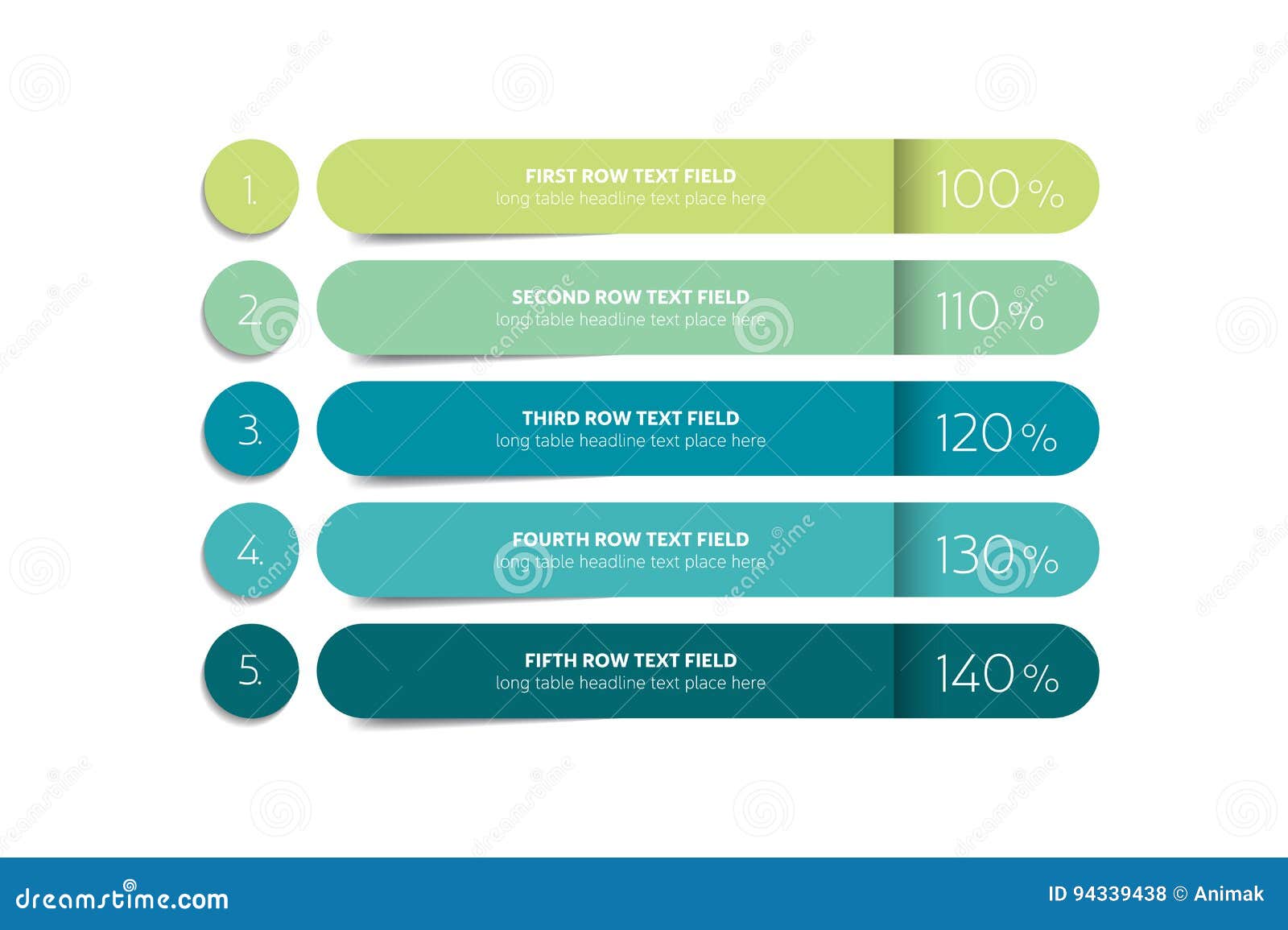 Table, Schedule Design Template with 5 Row. Stock Vector - Illustration ...