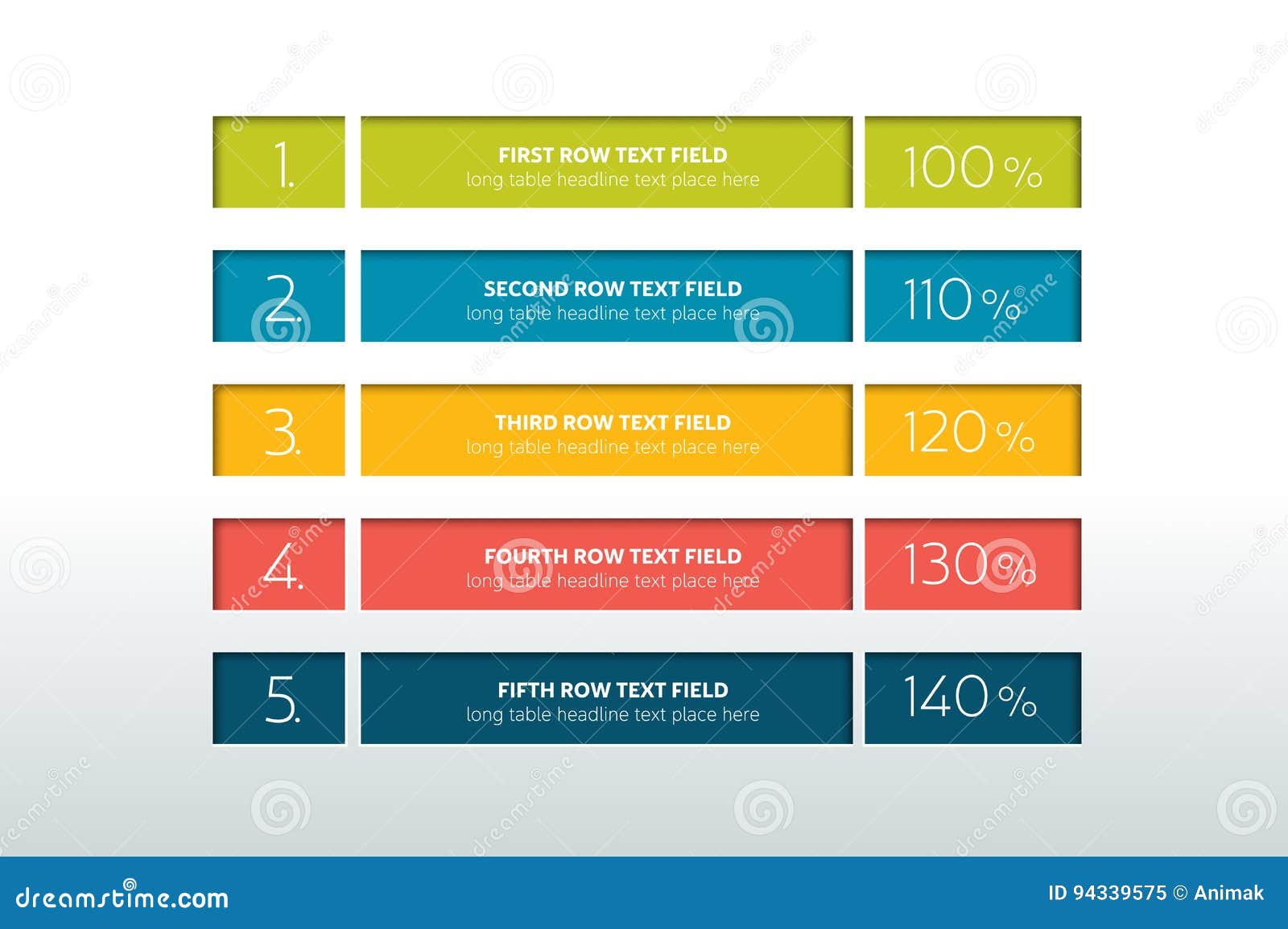Table, Schedule Design Template with 5 Row. Stock Vector - Illustration ...