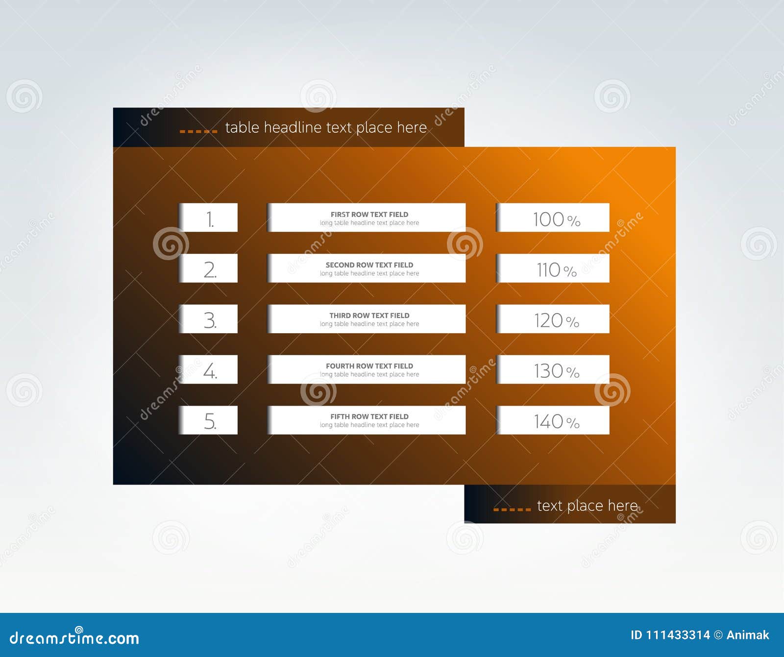 Table, Schedule, Infographic Design Template with 5 Row. Stock Vector ...
