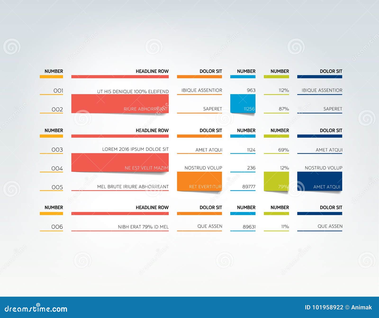 Table, Schedule, Tab, Planner, Infographic Design Template Stock Vector ...