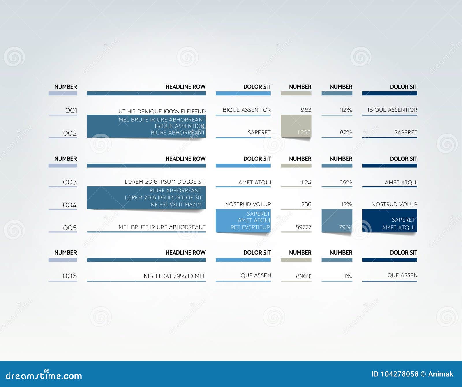 Table, Schedule Template. 3D Business Design. Cartoon Vector ...