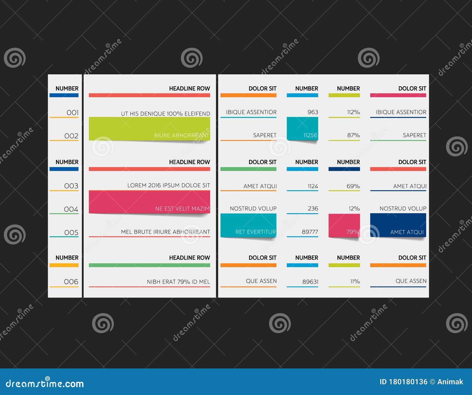 Table, Schedule, Tab, Planner, Infographic Design Template. Vector ...