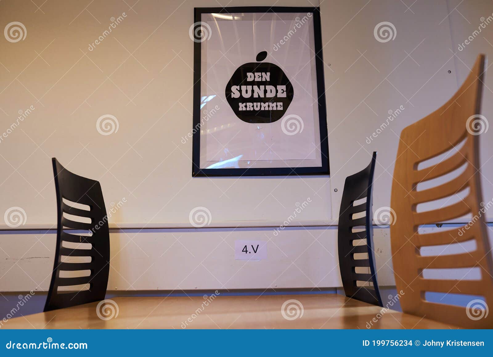 Table Seating at a School with a Poster Editorial Stock Image - Image ...