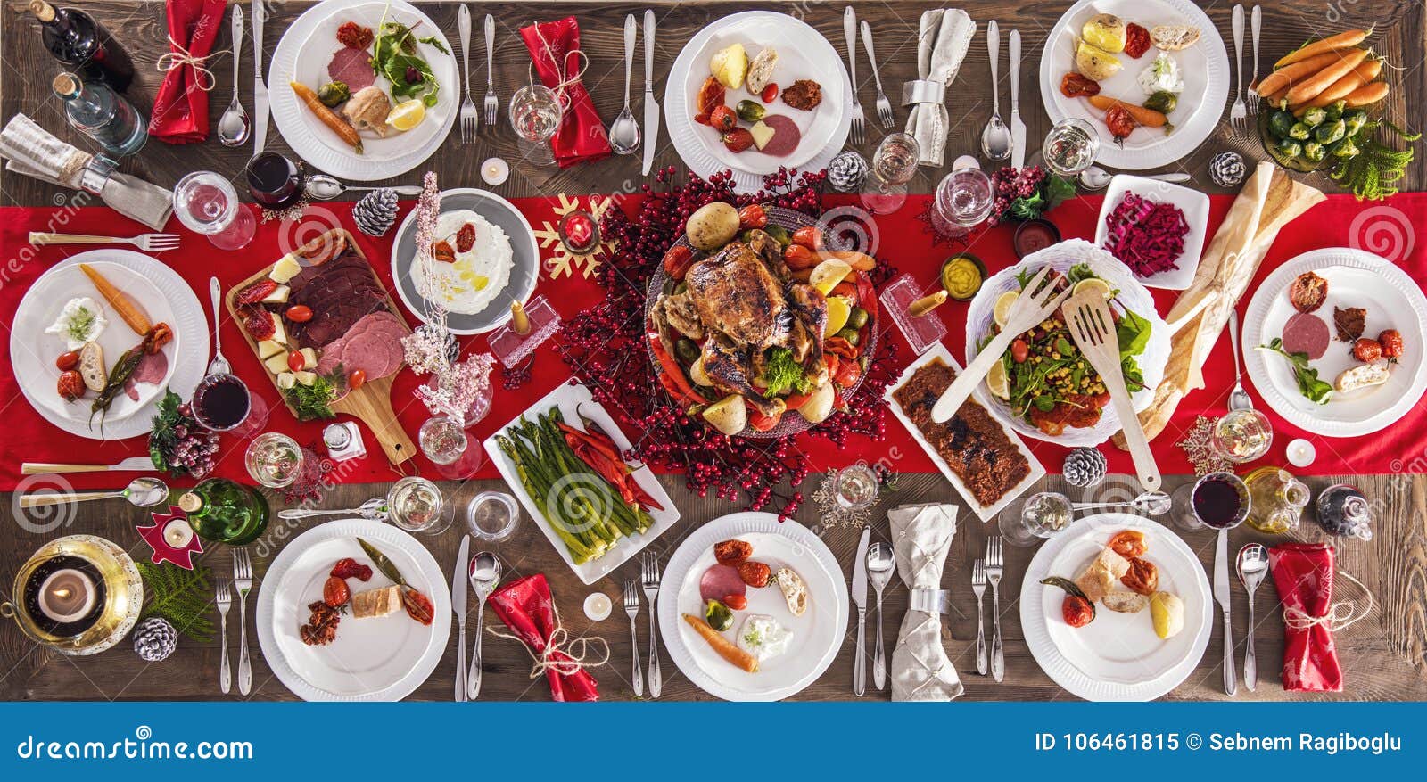 Table Served for Christmas Dinner Stock Image - Image of celebration ...