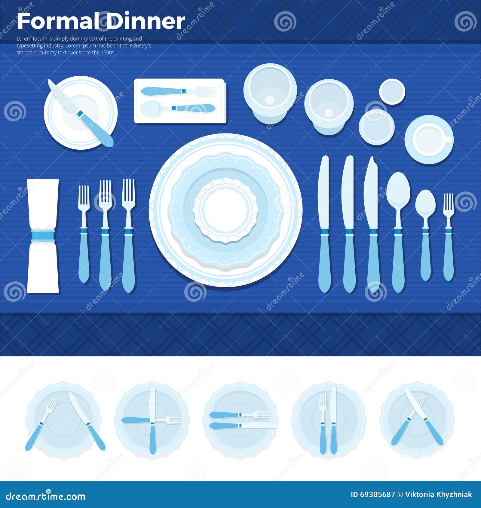 Table Served for Formal Dinner Stock Vector - Illustration of eating ...