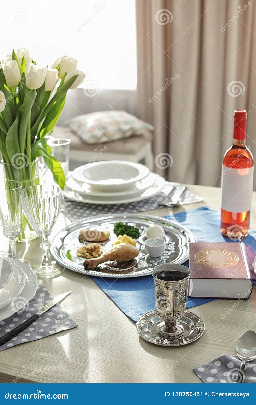 Table Served for Passover Pesach Stock Image - Image of passover, glass ...