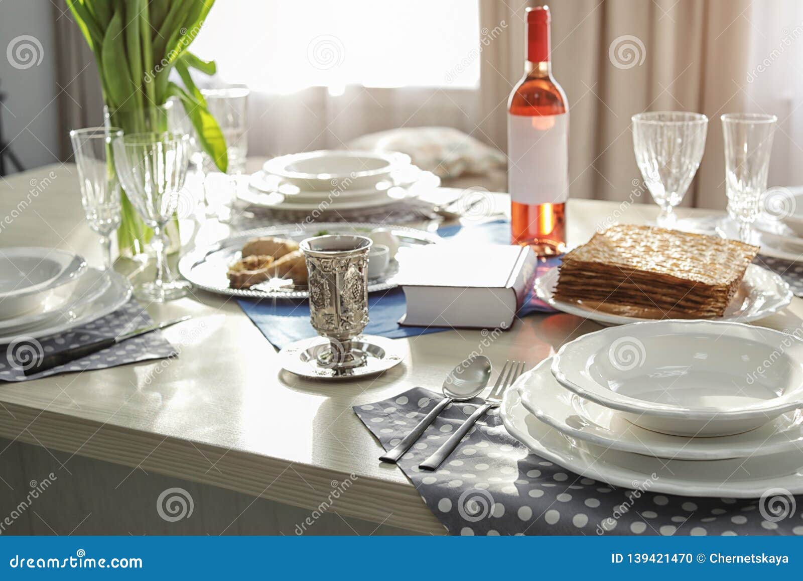 Table Served for Passover Pesach Stock Photo - Image of hebrew ...