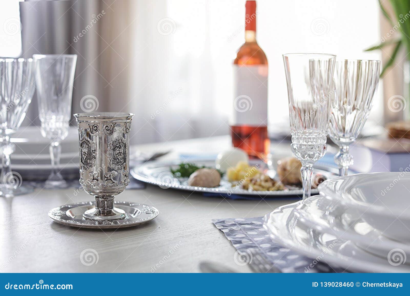 Table Served for Passover Pesach Seder, Space for Text Stock Photo ...