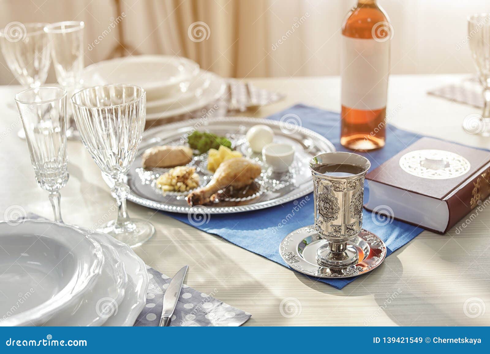 Table Served for Passover Pesach Stock Image - Image of pesah, food ...