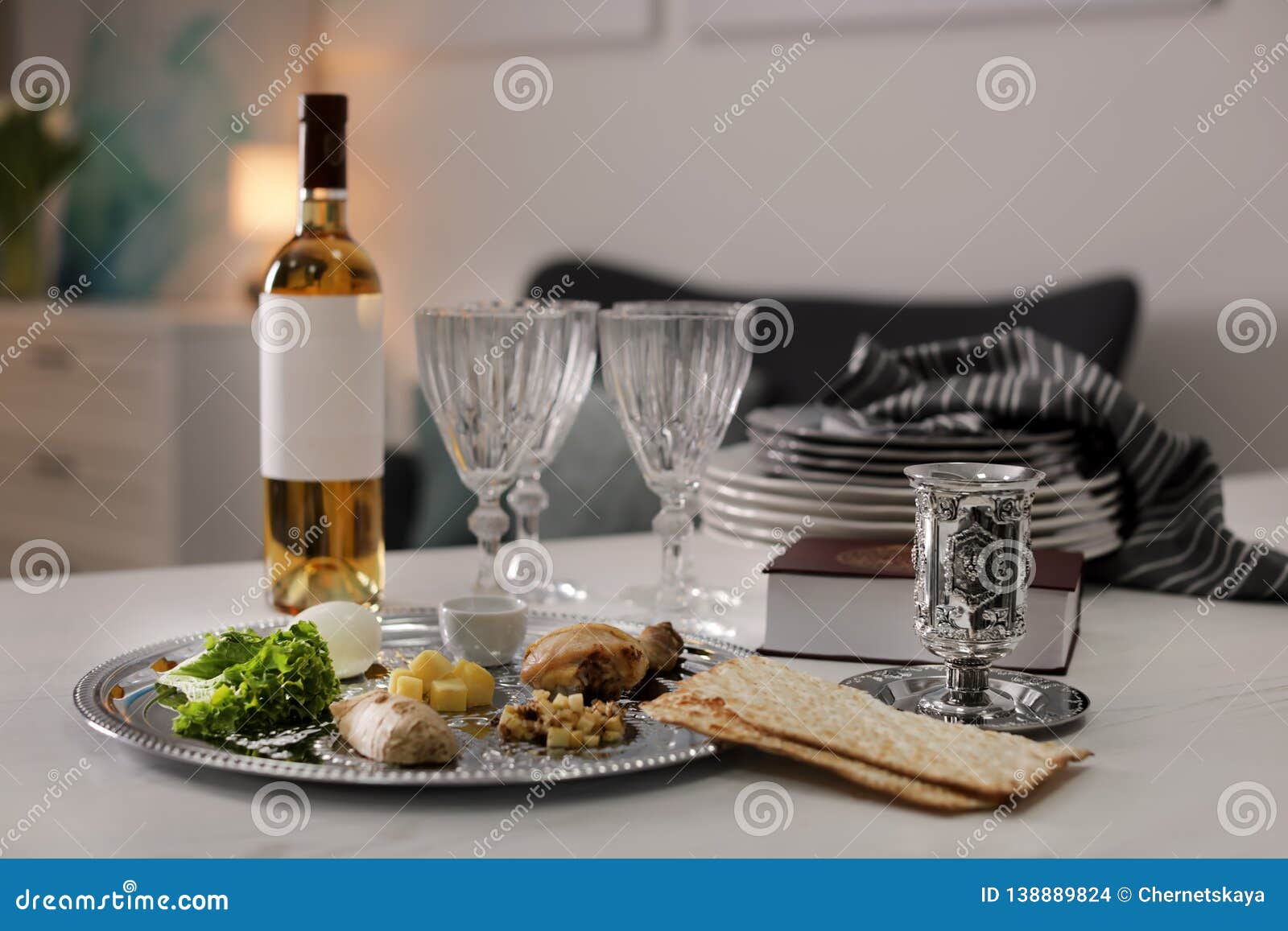 Table Served for Passover Pesach Seder Stock Photo - Image of served ...