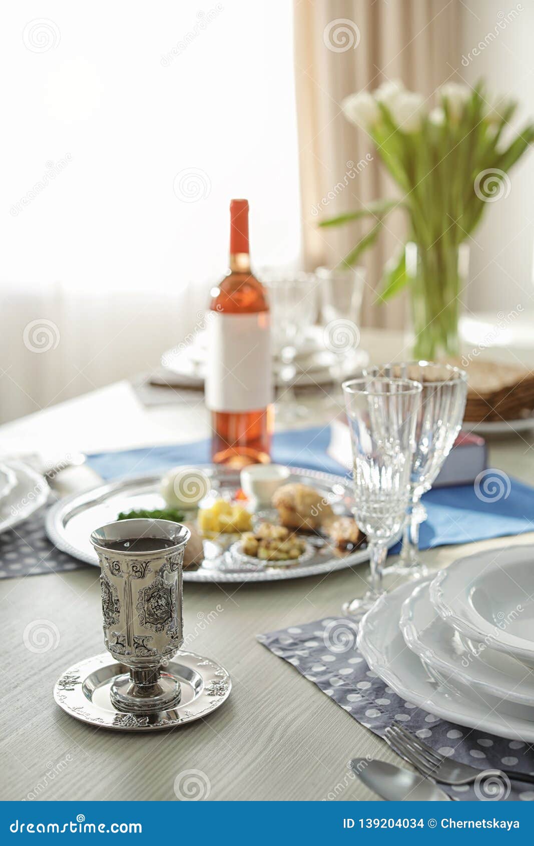 Table Served for Passover Pesach Stock Photo - Image of pesach ...