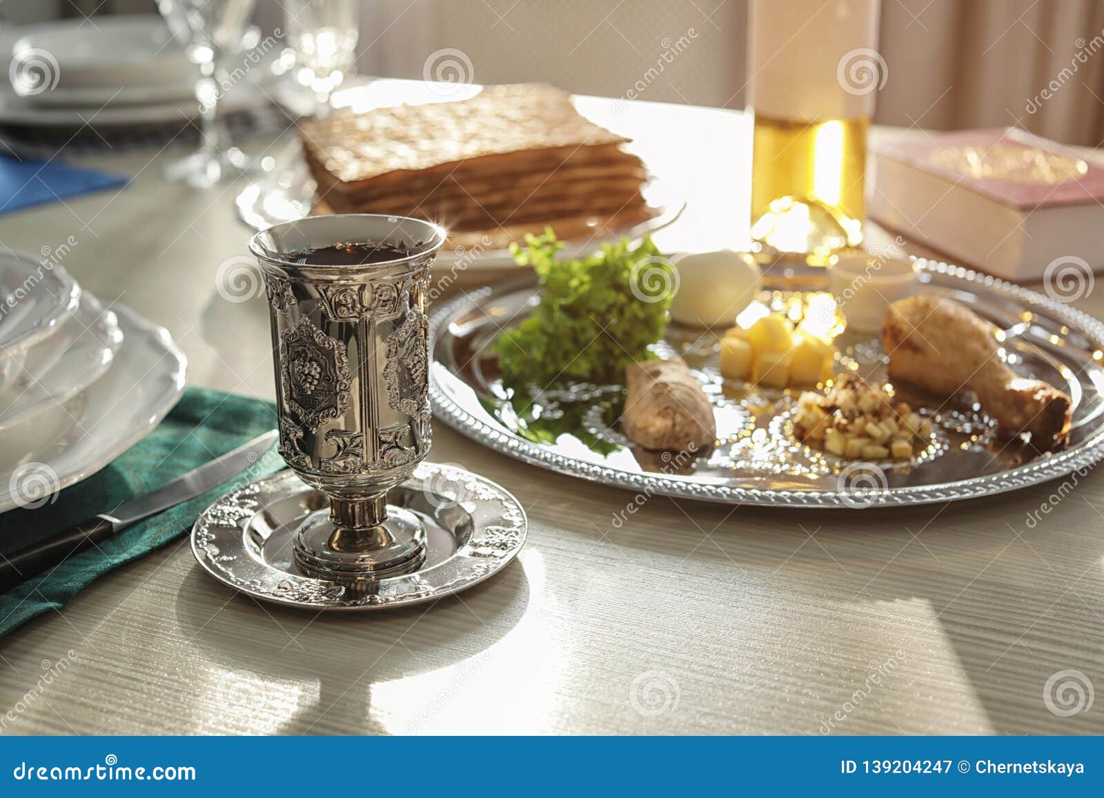 Table Served for Passover Pesach Stock Image - Image of passover, drink ...