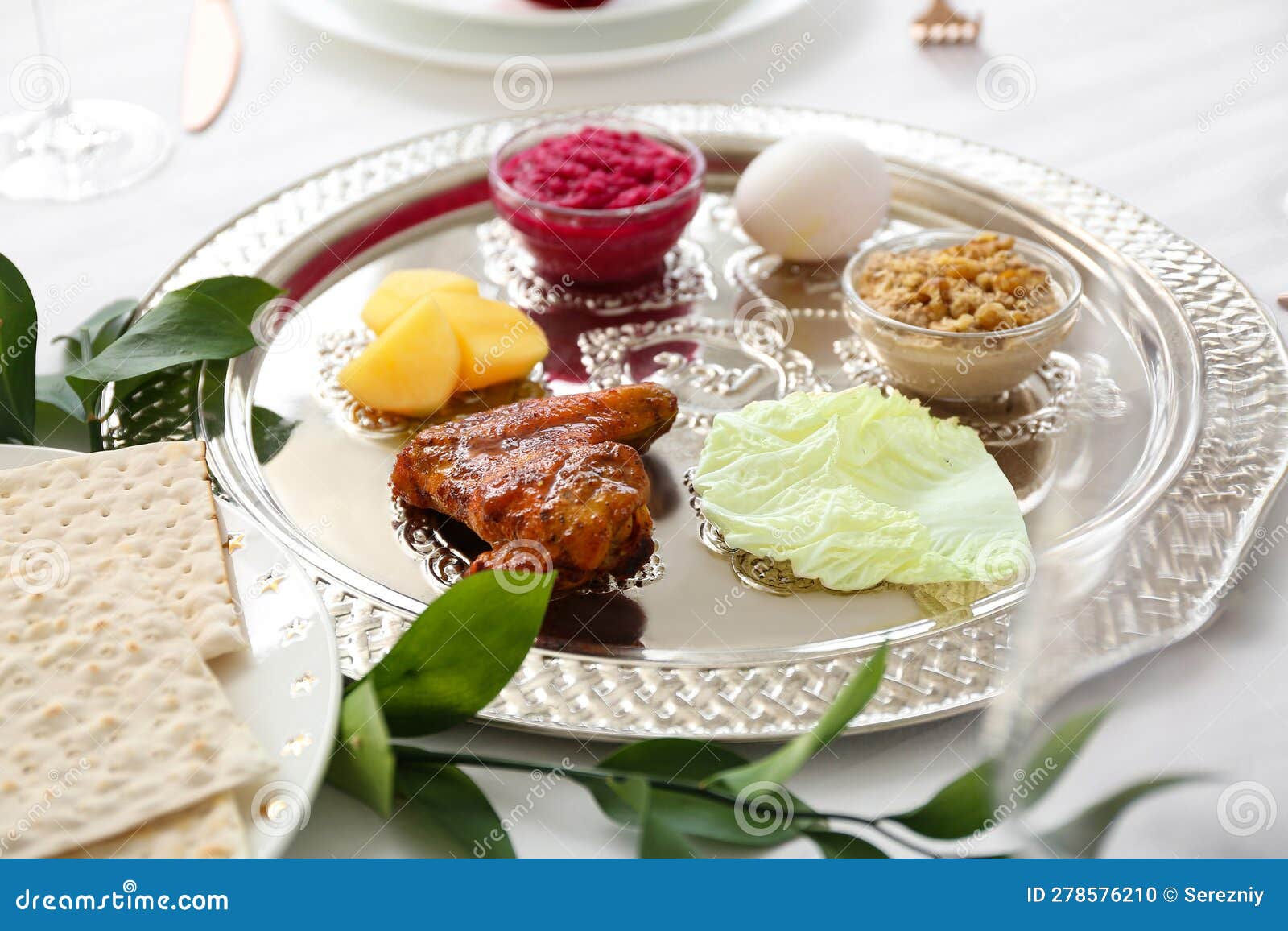 Table Served for Passover Seder (Pesach Stock Photo - Image of holiday ...