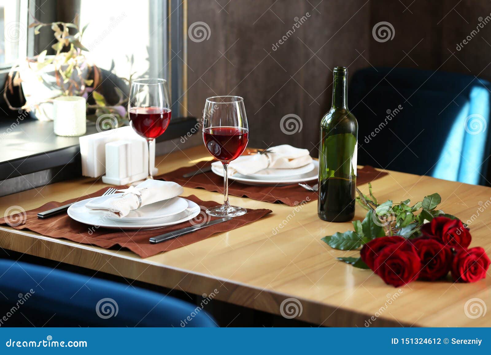 Table Served for Romantic Date in Restaurant Stock Photo - Image of ...