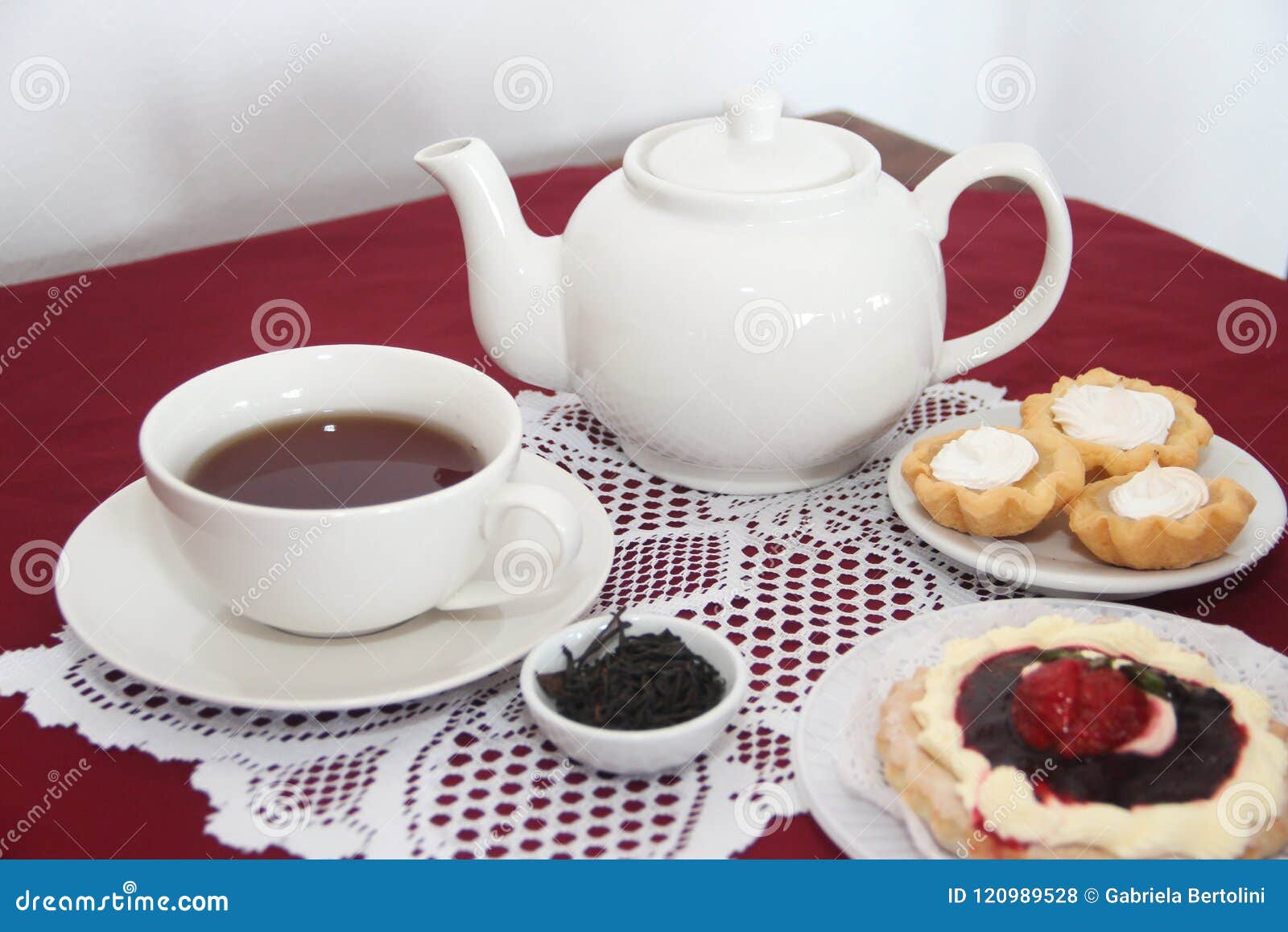 The Tea Served for the Snack with Cakes Stock Photo - Image of home ...