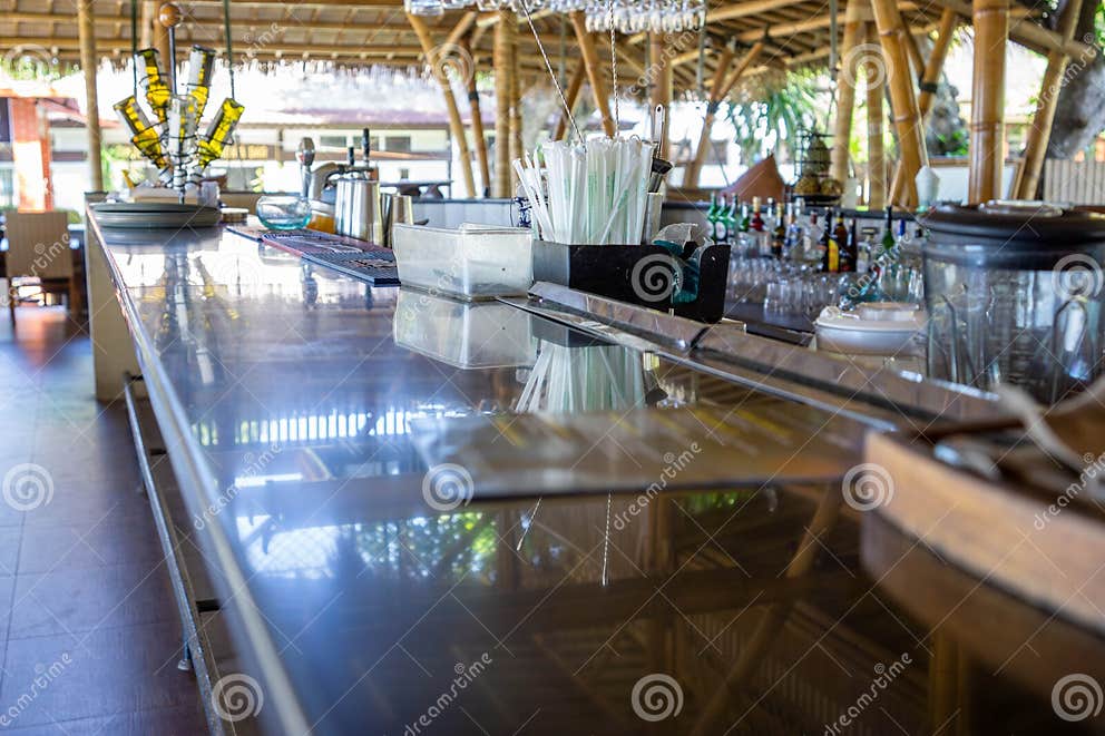 Table Service at the Bar Near the Beach Editorial Stock Image - Image ...