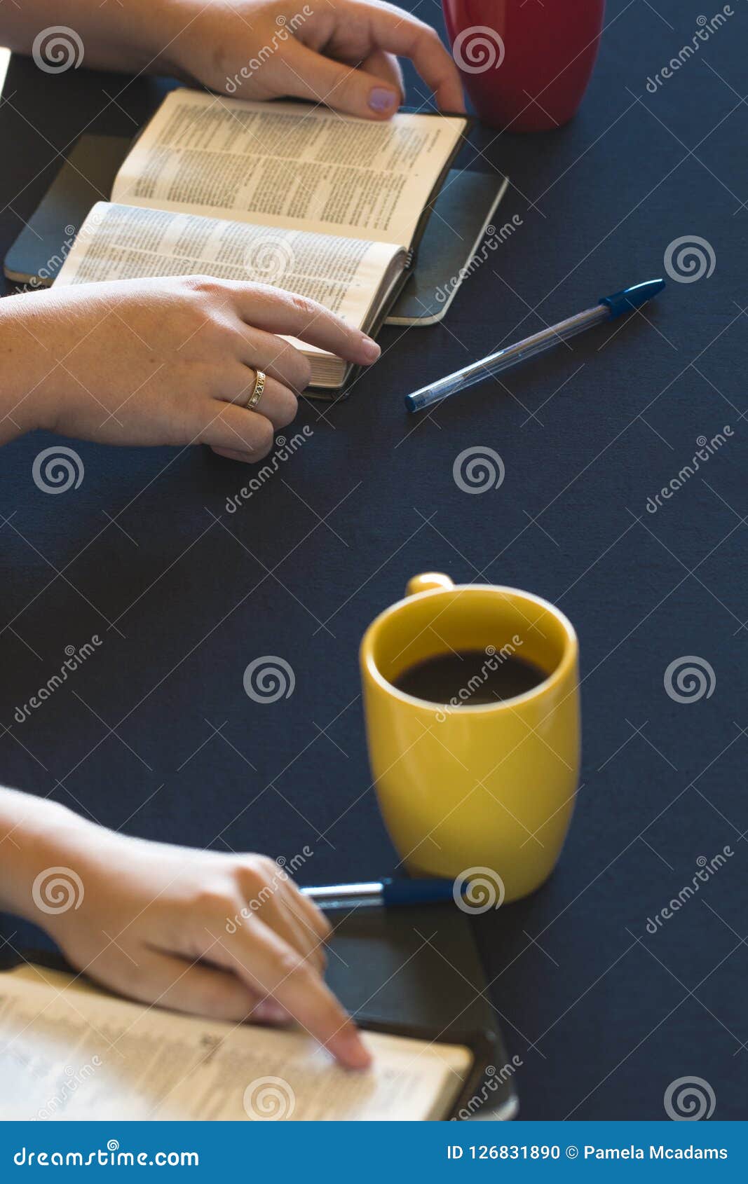 Table Set for a Bible Study As People Search the Scriptures Stock Photo ...