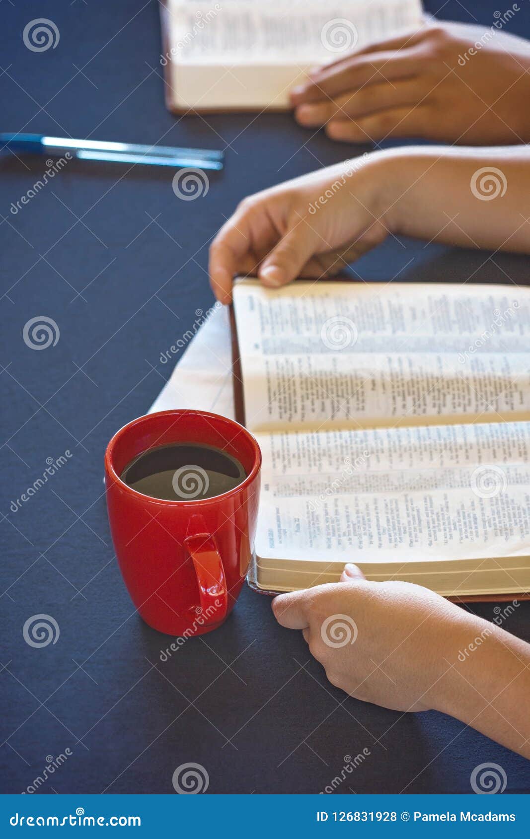 Table Set for a Bible Study As People Search the Scriptures Stock Photo ...