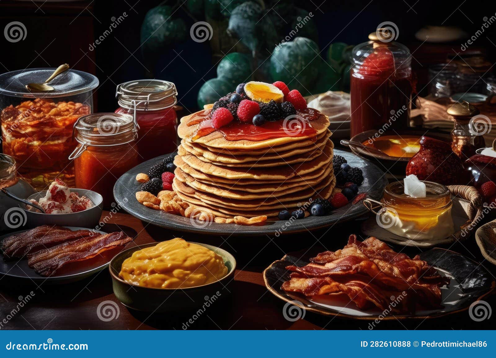 Brunch Spread stock illustration. Illustration of pancakes - 282610888