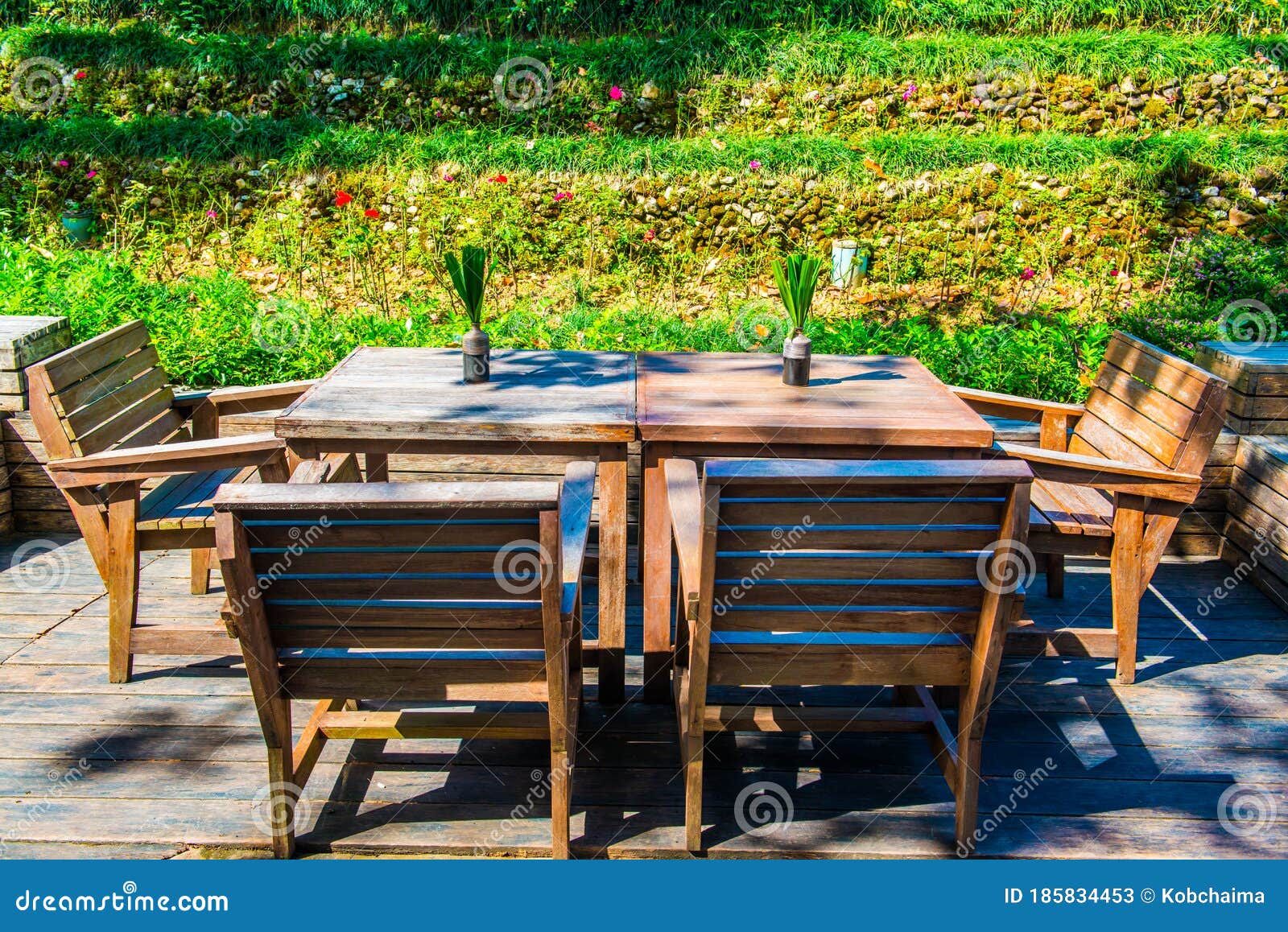 Table Set with Chairs in the Park Stock Image - Image of classic, grass ...