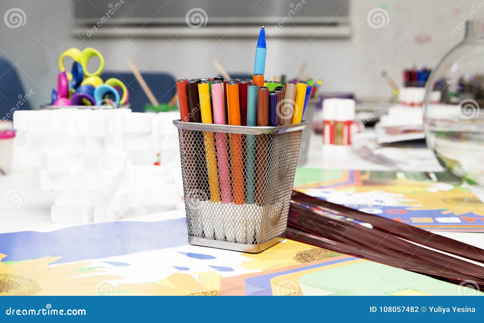 On the Table Set for Children`s Creativity Stock Photo - Image of ...
