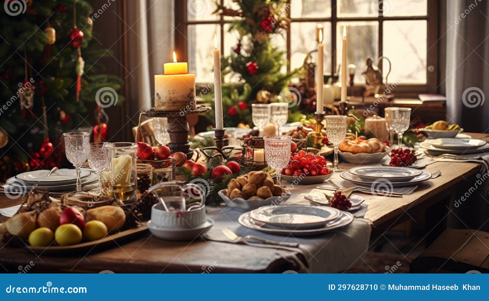 Table Set for Christmas Lunch Stock Illustration - Illustration of ...