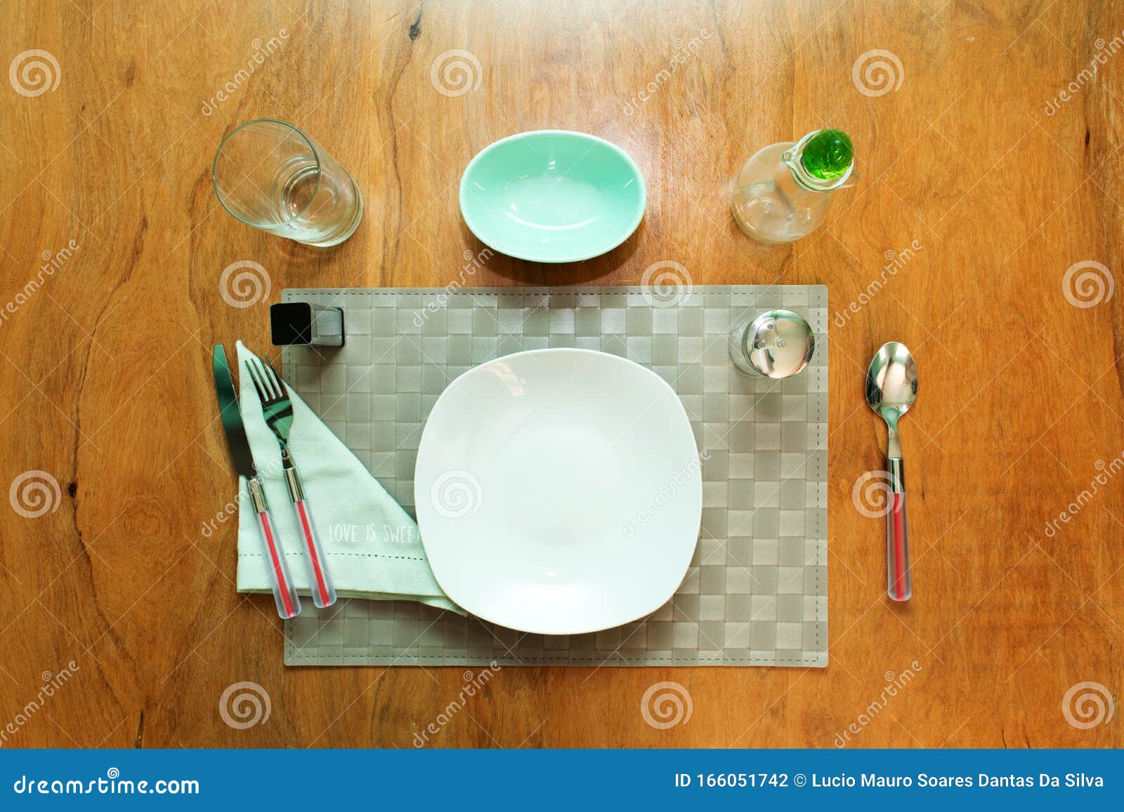 Table Set with Crockery and Kitchen Elements Stock Photo - Image of ...