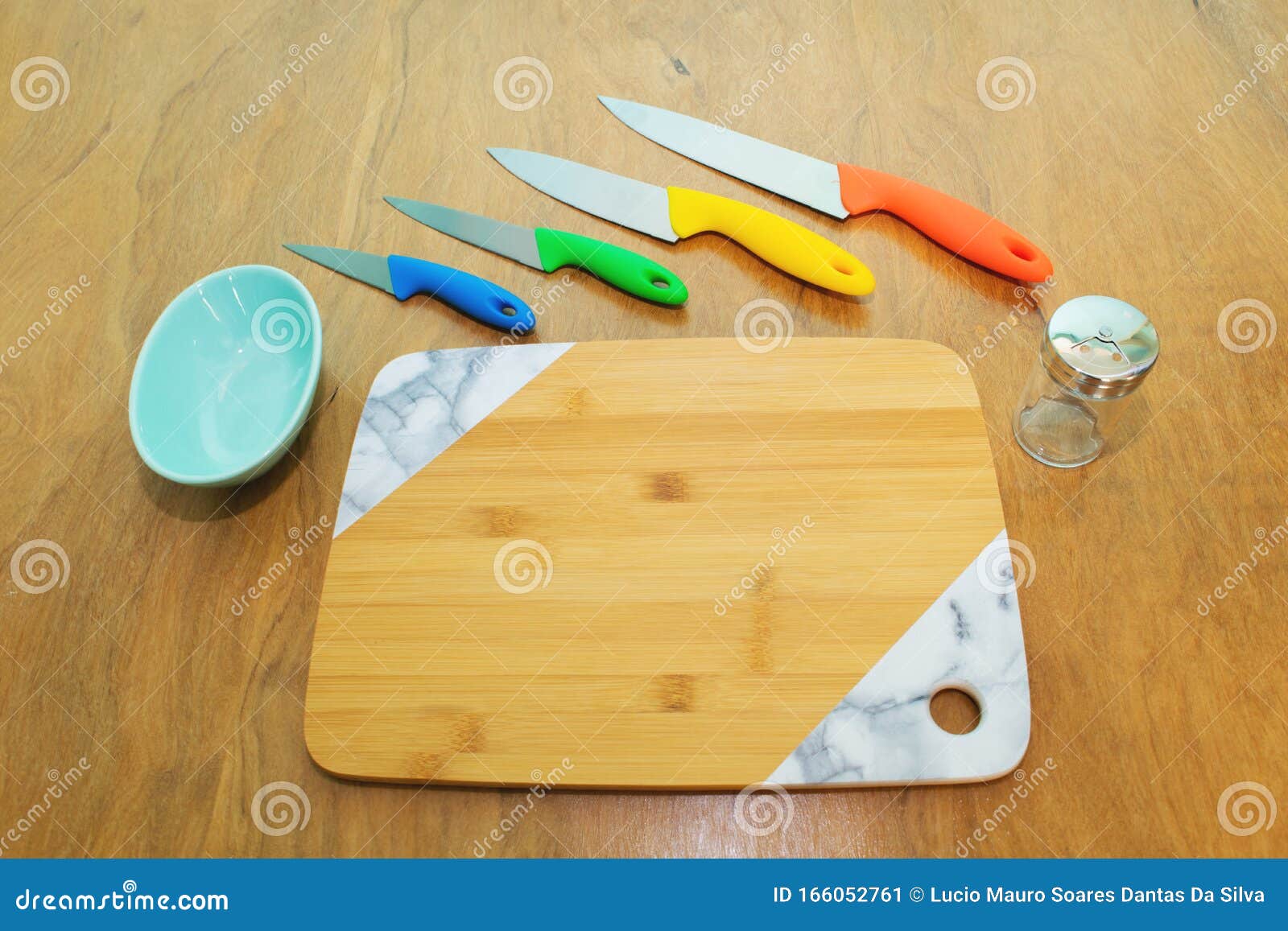 Table Set with Crockery and Kitchen Elements Stock Image - Image of ...