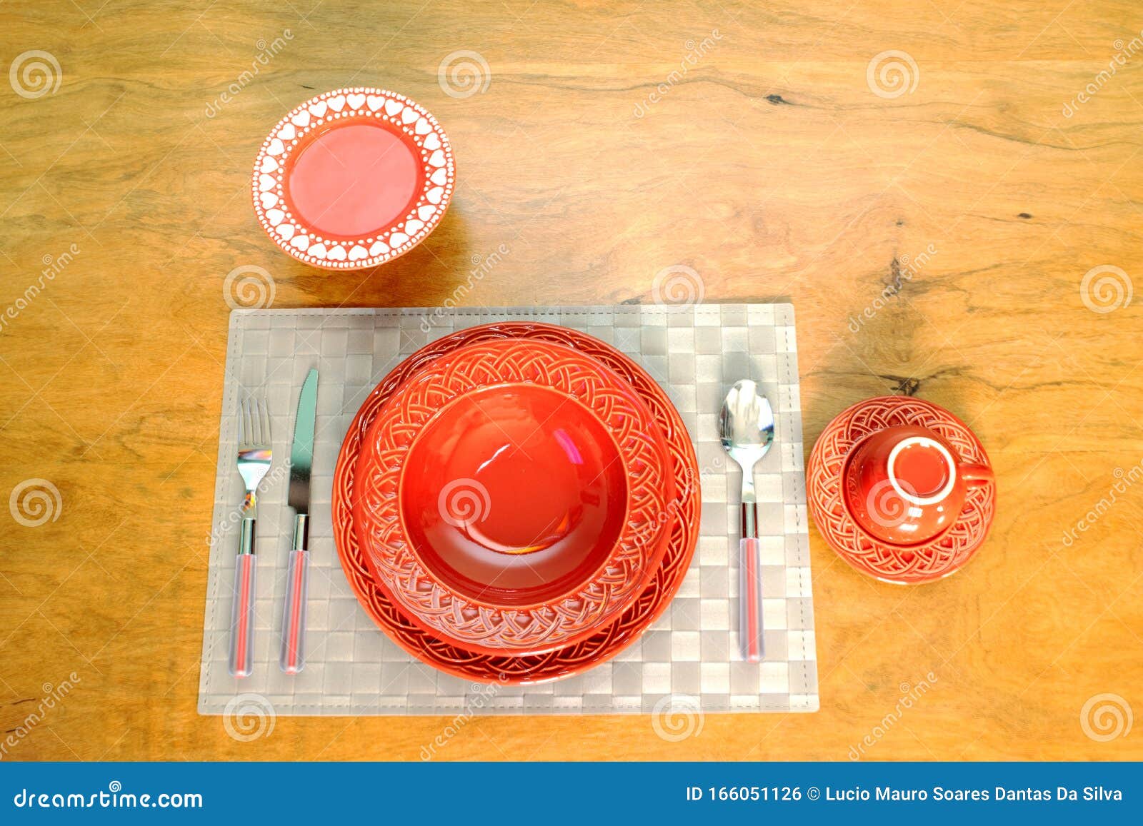 Table Set with Crockery and Kitchen Elements Stock Photo - Image of ...