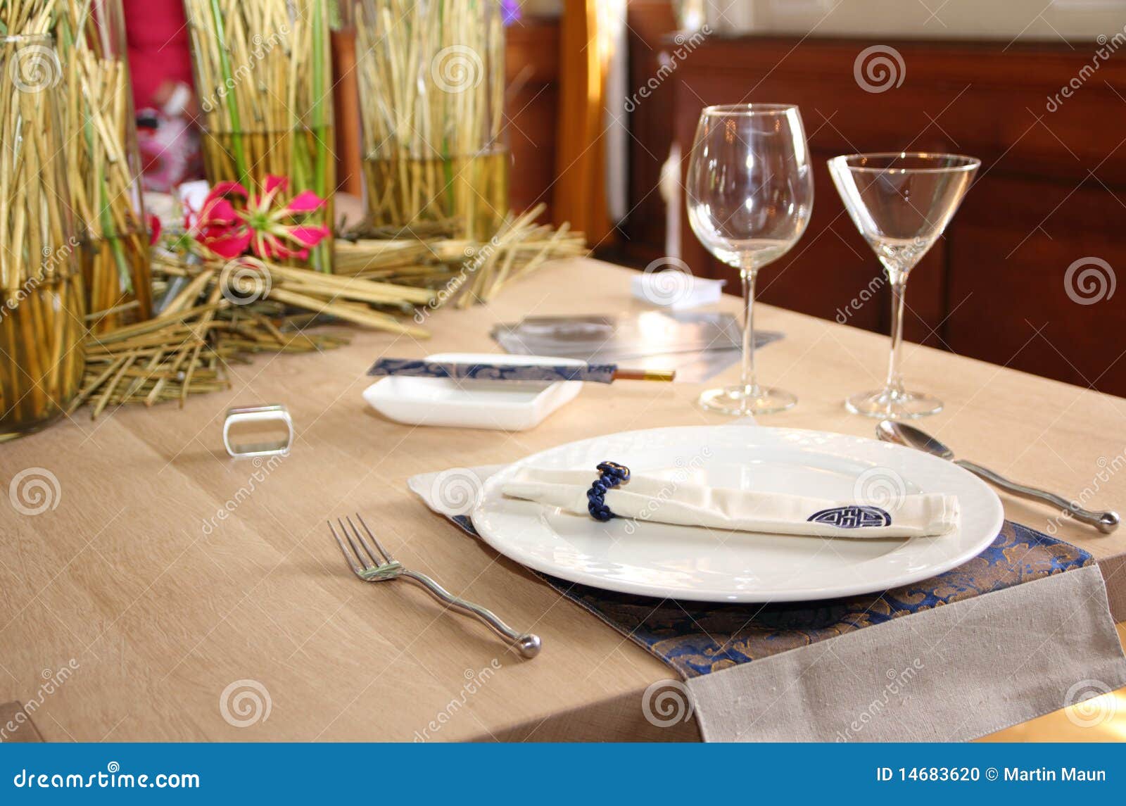 Table set for a dinner stock photo. Image of plate, setting - 14683620