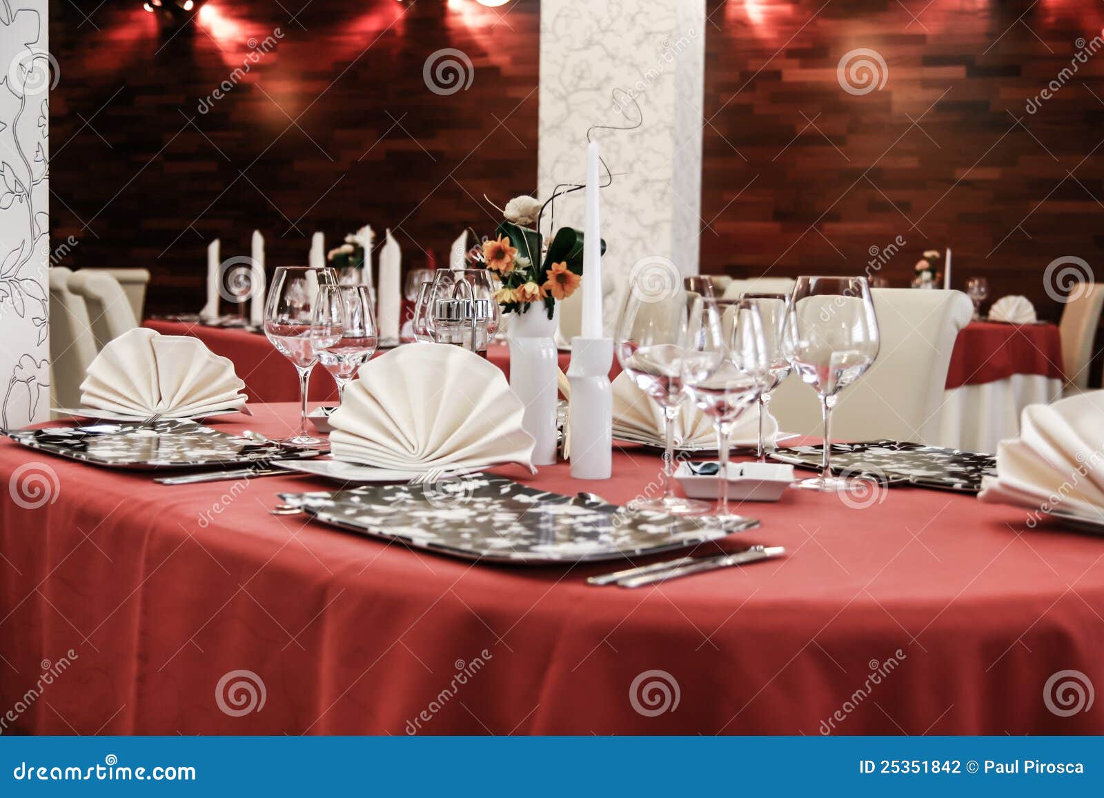 Table Set for Dinner in Modern Restaurant Stock Photo - Image of dine ...