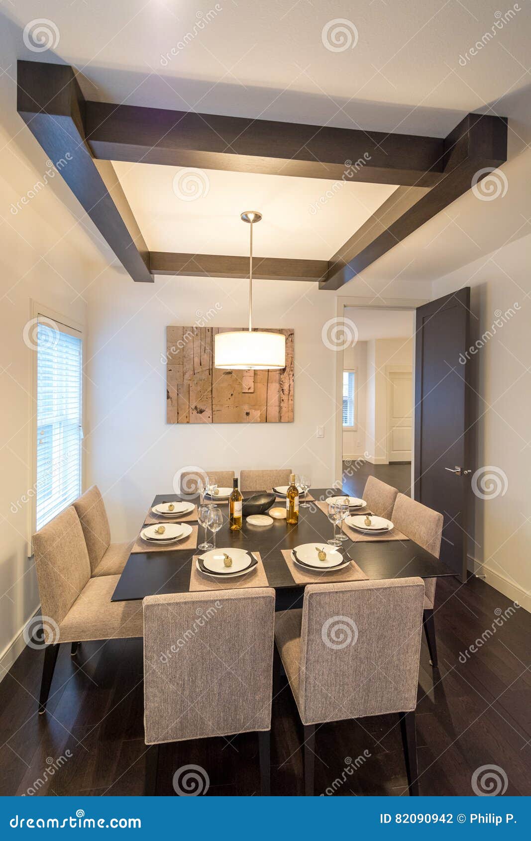 Table Set for Dinner in a Spacious Dining Room Stock Photo - Image of ...