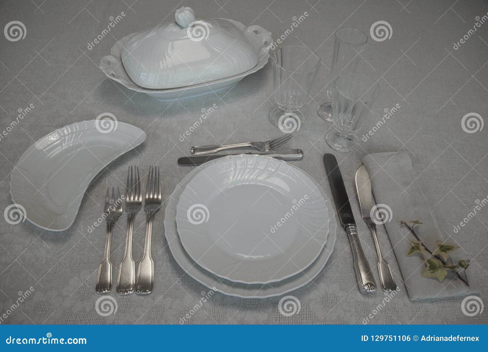 Table Set for Elegant Lunch Stock Photo - Image of cutlery, exquisite ...
