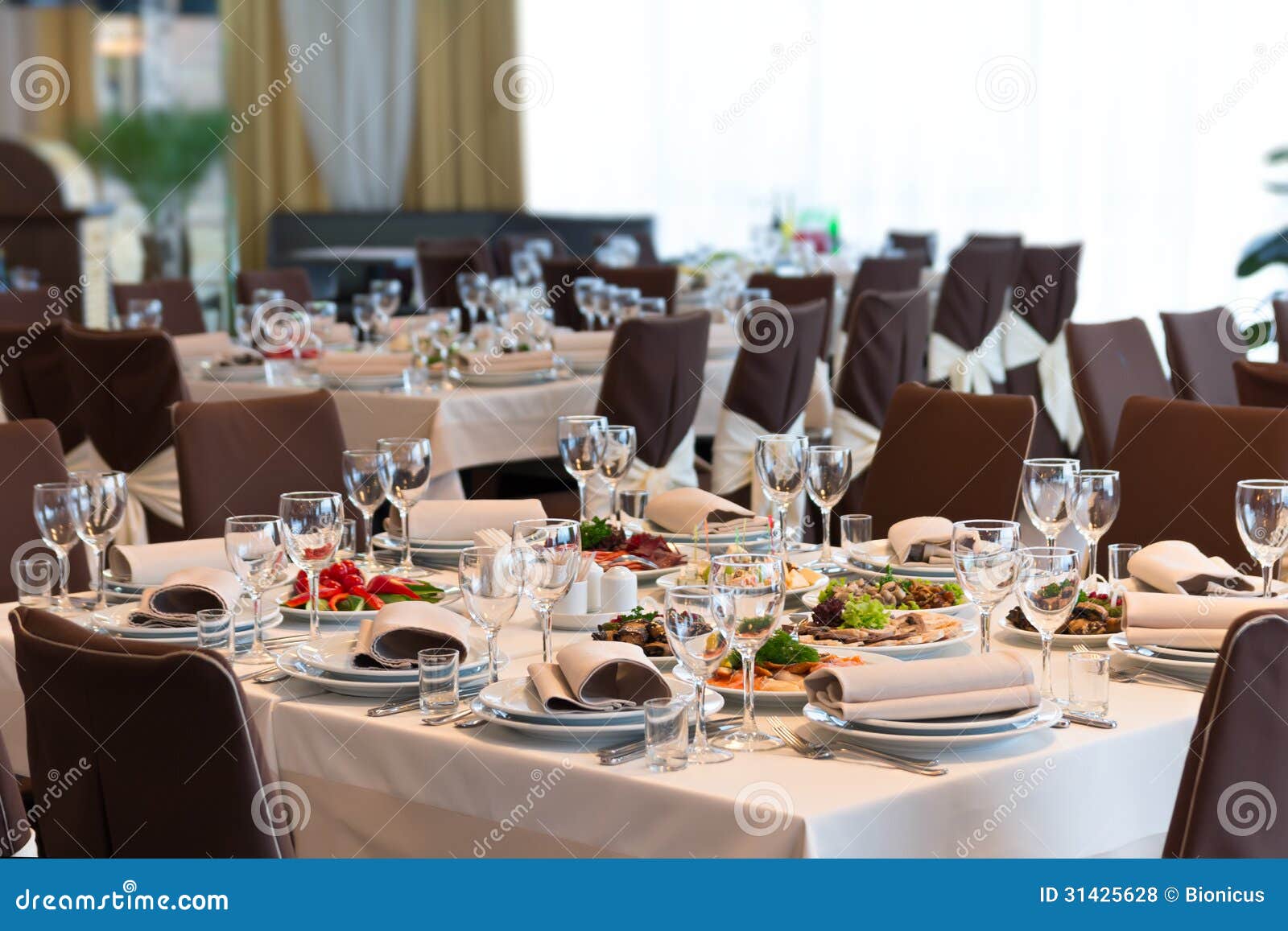 Table Set for Event Party or Wedding Reception Stock Photo - Image of ...