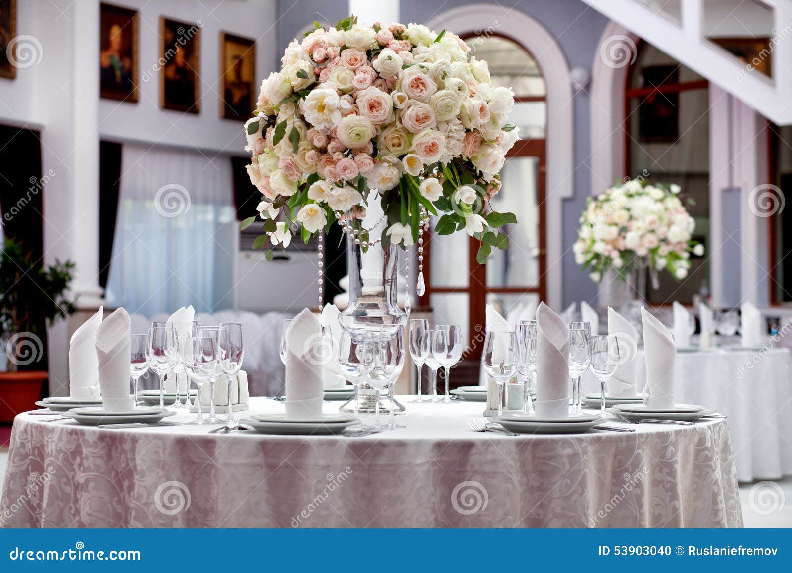 Table Set for an Event Party or Wedding Reception Stock Photo - Image ...
