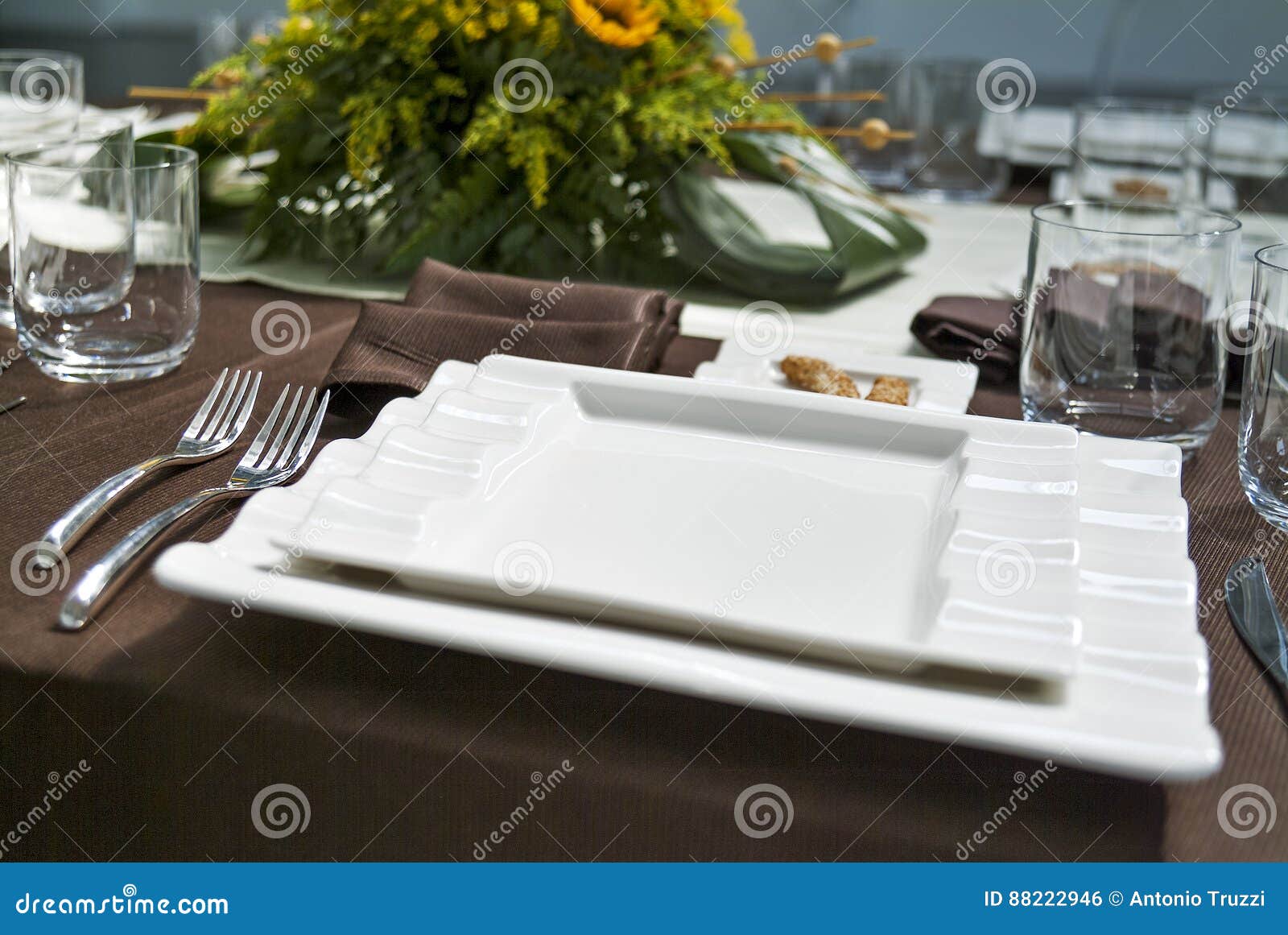 Table set for feast stock photo. Image of bouquet, detail - 88222946