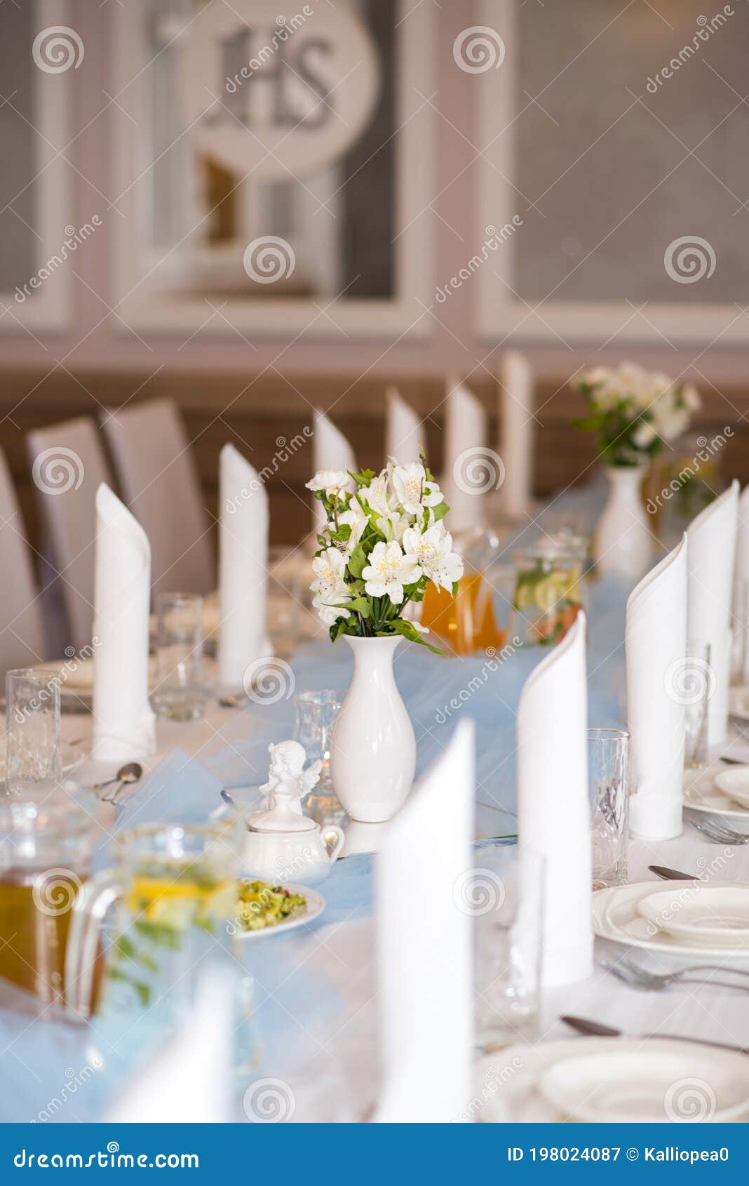 A Table Set during the First Holy Communion Reception Stock Image ...