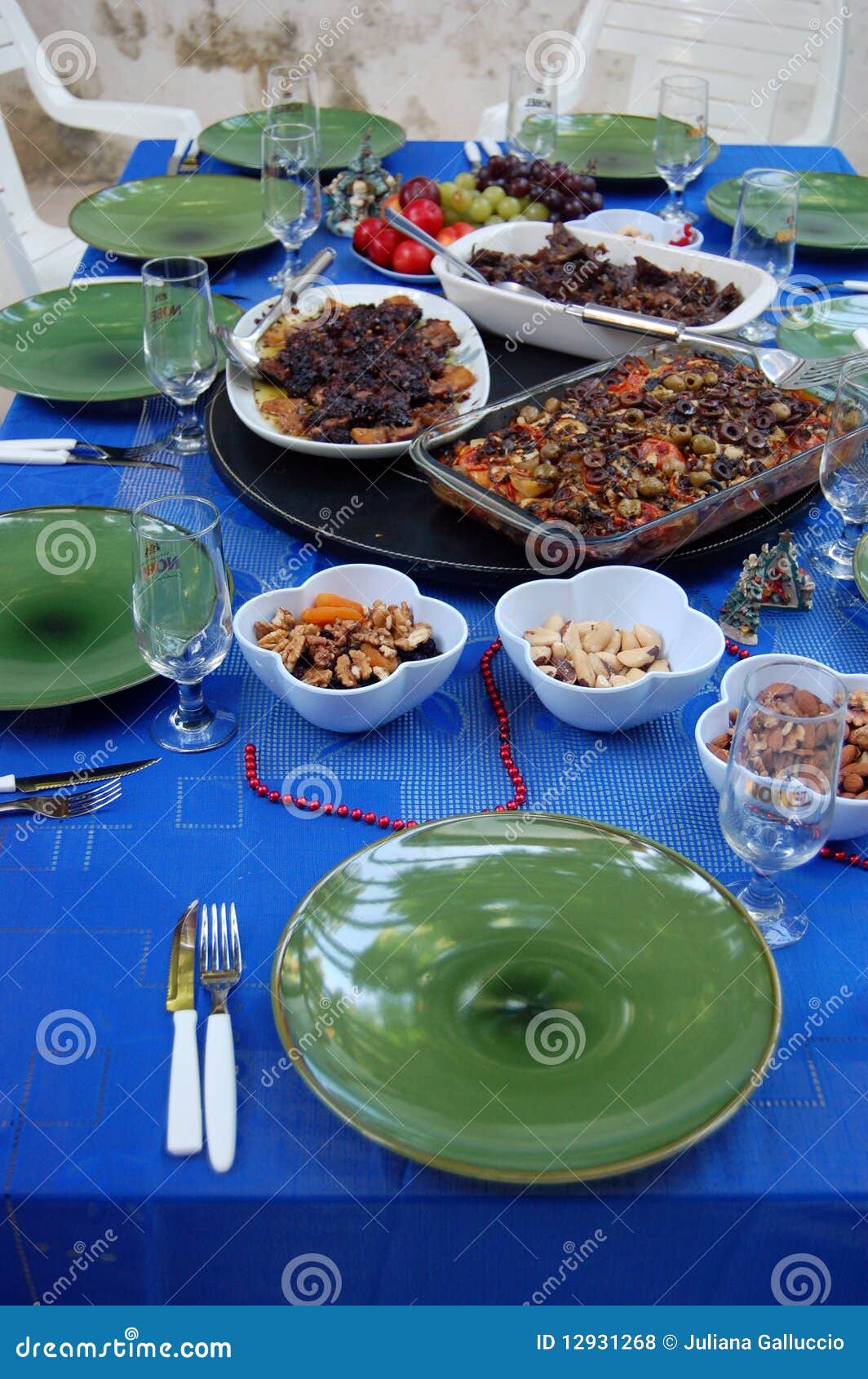 Table Set with Food and Plates Stock Photo - Image of food, filled ...
