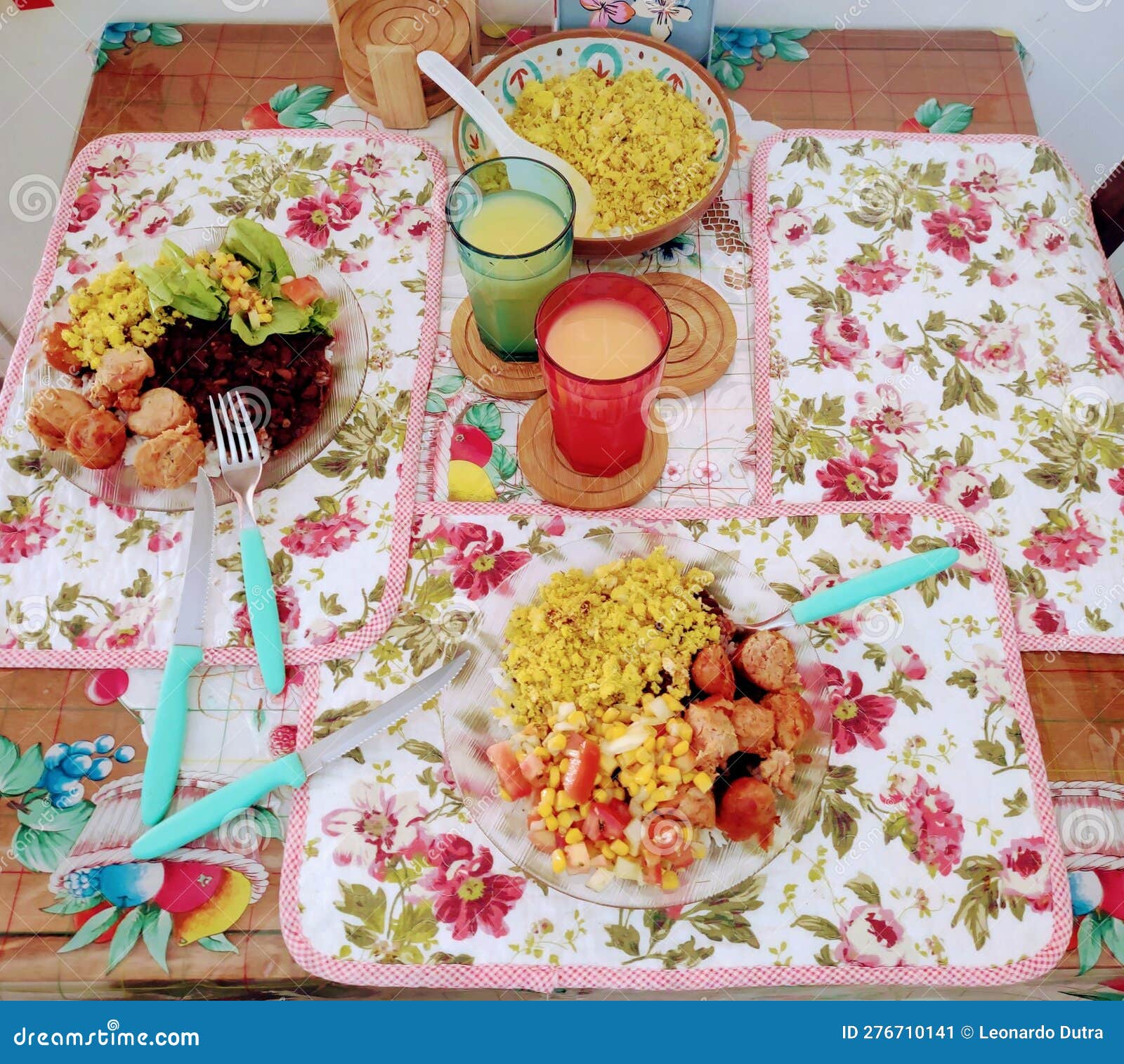Table Set with Lunch and Cashew Juice To Complement. Let S Have Lunch ...