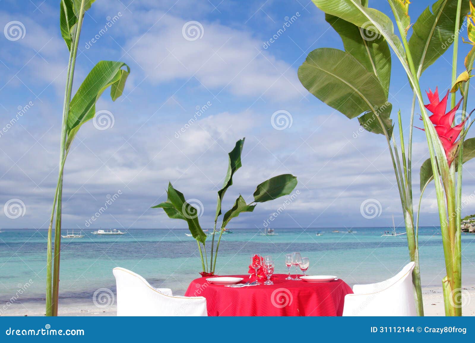 Table Set for Meal on Beach Stock Photo - Image of maldives, hotel ...