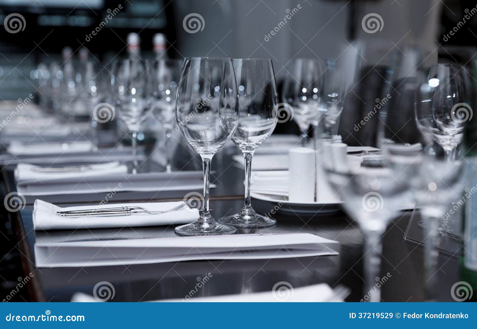 Table Set for Official Dinner Stock Image - Image of focus, restaurant ...